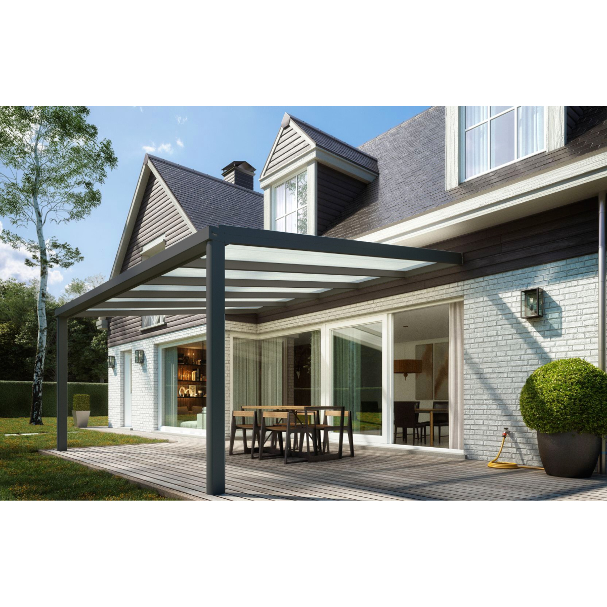 alumínium pergola SKYLUX CLIMALUX 4,0 x 3,5 m antracit + vil